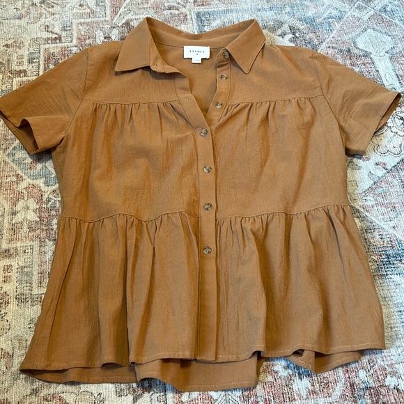 Everly | Tops | Burnt Orange Tiered Button Up Top | Poshmark